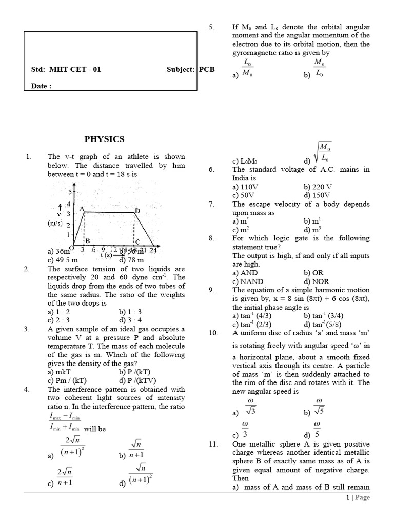 MHT Cet PCB QP - 01 | PDF | Coordination Complex | Ligand
