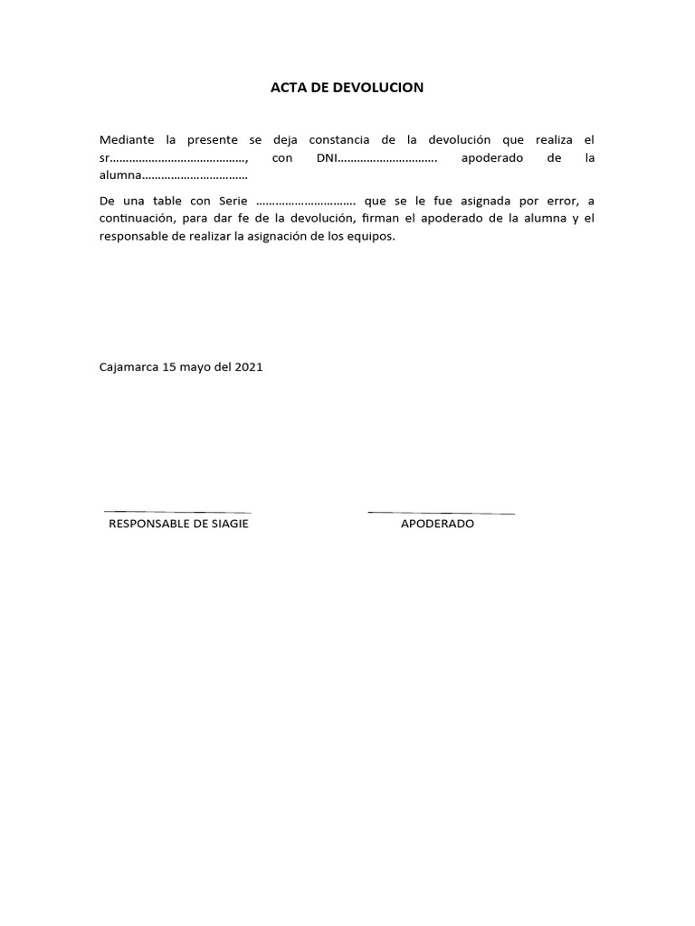 Acta Devolucion | PDF