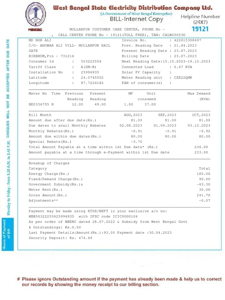 Electric Bill | PDF | Energy And The Environment | Electricity