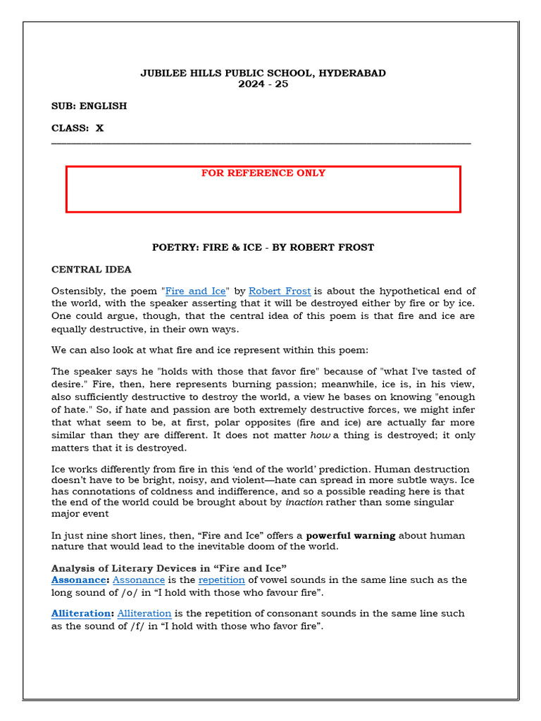 Fire and Ice | PDF | Poetry