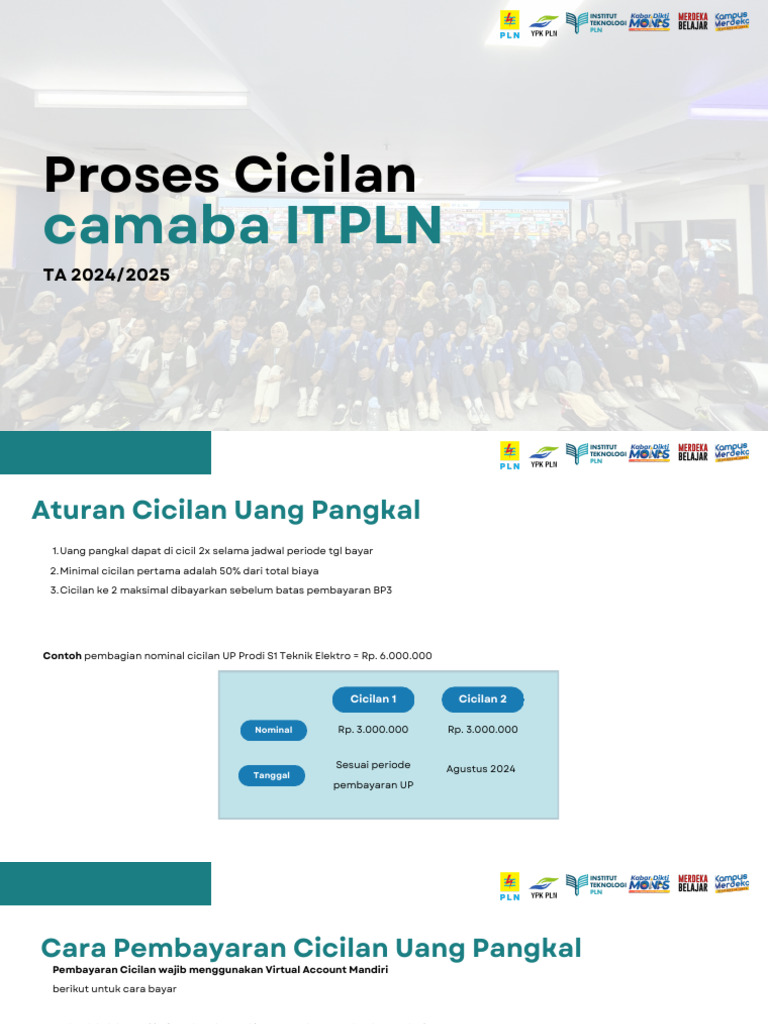 Panduan Cicilan Uang Pangkal ITPLN 2024 | PDF