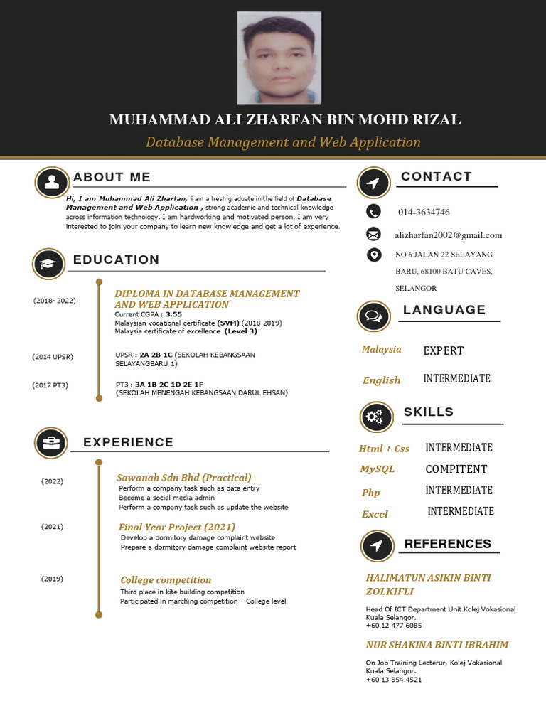 RESUME (Ali Zharfan) | PDF | Computing