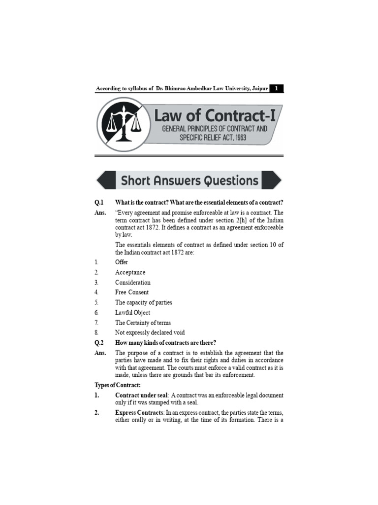 LAW OF CONTRACT | PDF | Consideration | Offer And Acceptance
