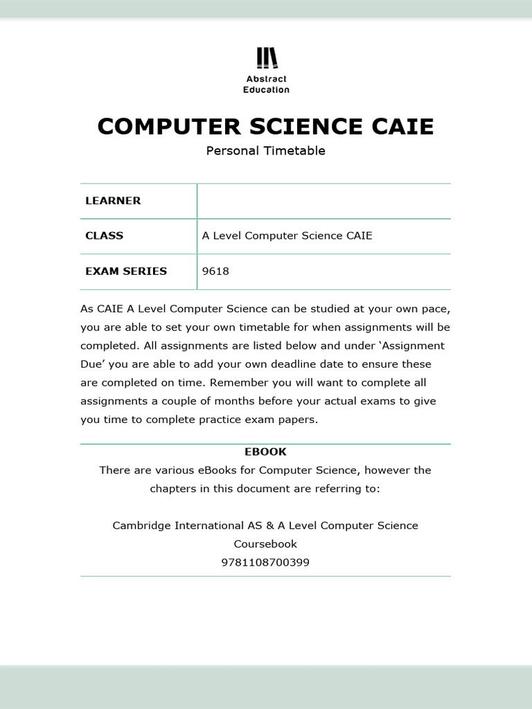 Computer Science Timetable | PDF | Science | Computing
