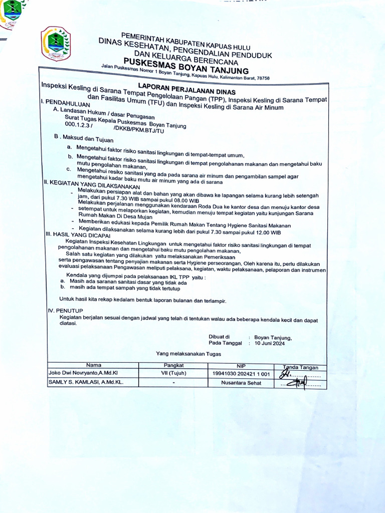 Laporan IKL TPP desa Mujan | PDF