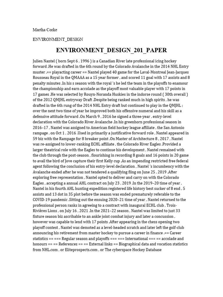 Environment Design 201 Paper | PDF | National Hockey League | Sports