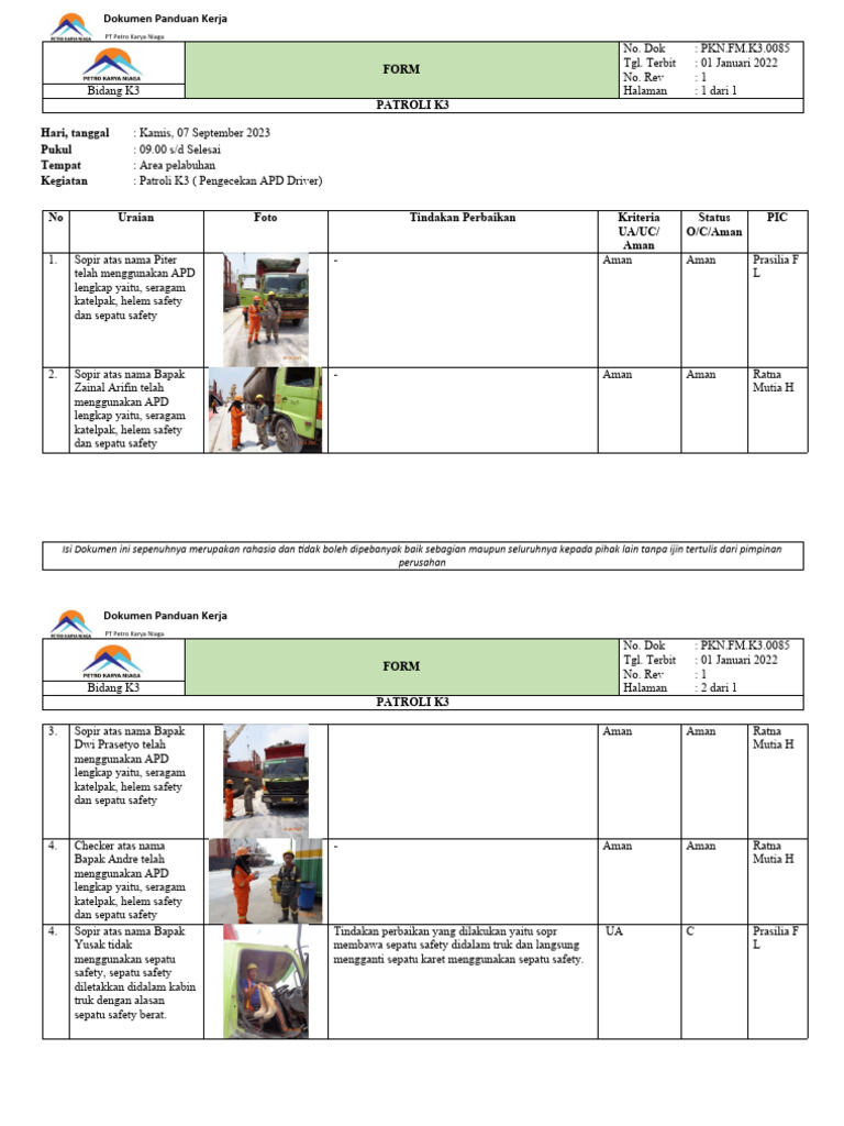 Form PATROLI K3 | PDF