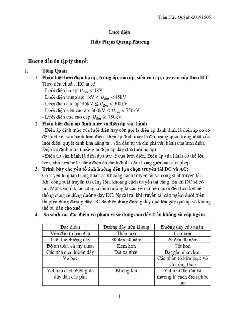 De Cuong On Tap Luoi Dien 2023 THQ | PDF