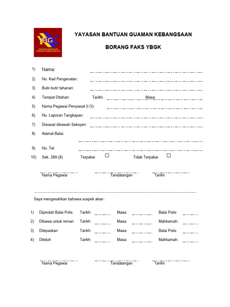 BORANG YBGK | PDF