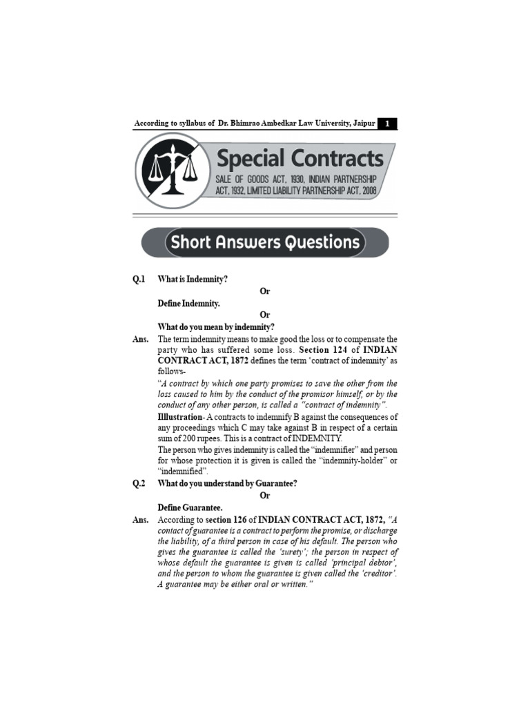 Special Contracts | PDF | Guarantee | Law Of Agency