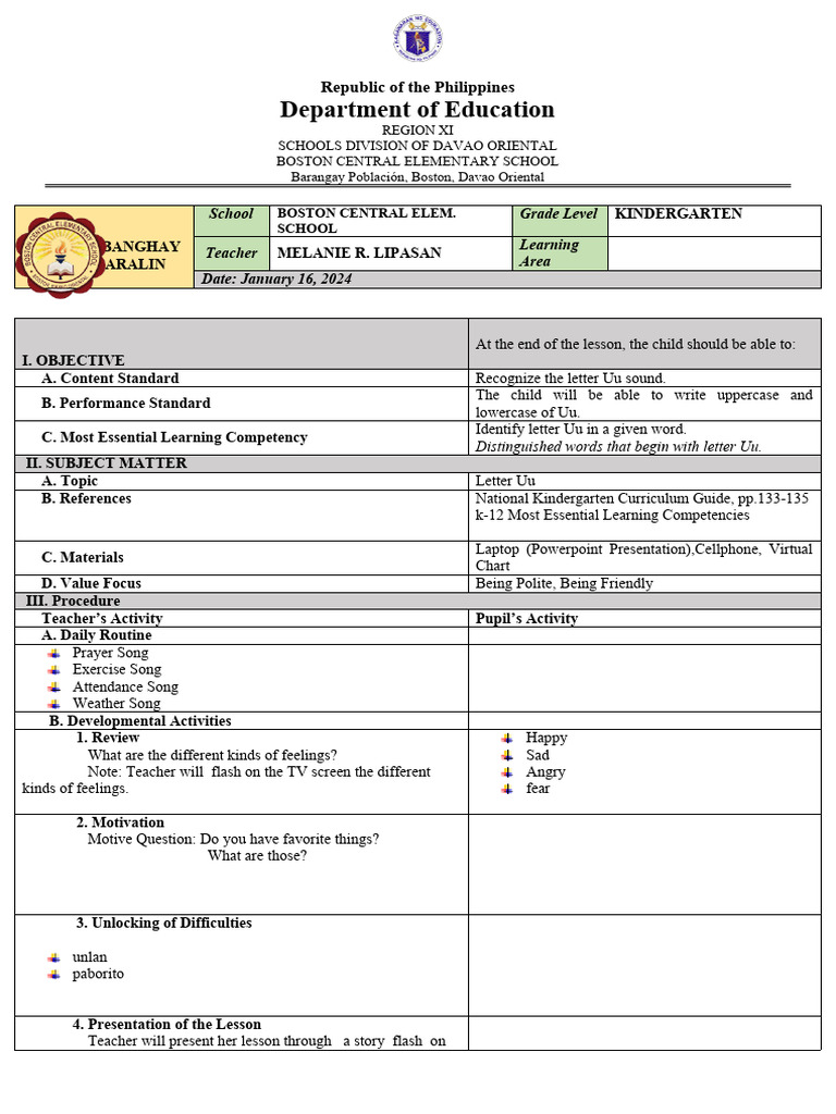 lp for 2nd COT 2023-2024 lanie | PDF | Letter Case | Behavior Modification