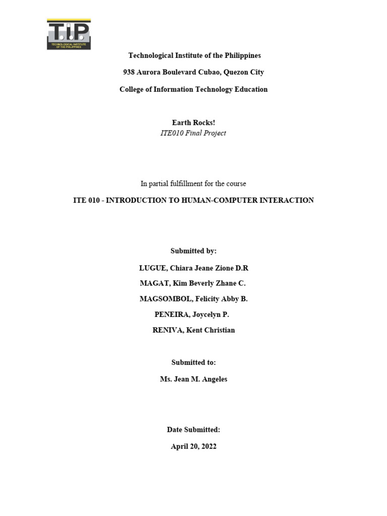 ITE010 Project Documentation | PDF | Mobile App | Usability