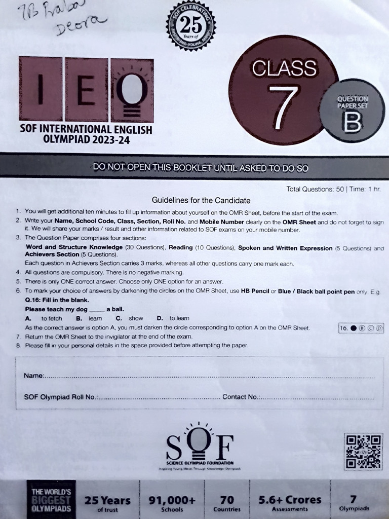 SOF English Class 7th | PDF