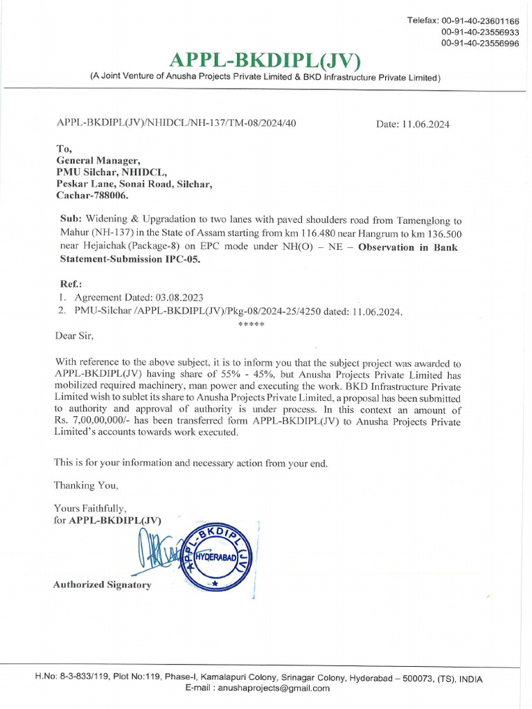 40 Letter Regarding Observation in Bank Statement-Submission IPC-05. | PDF