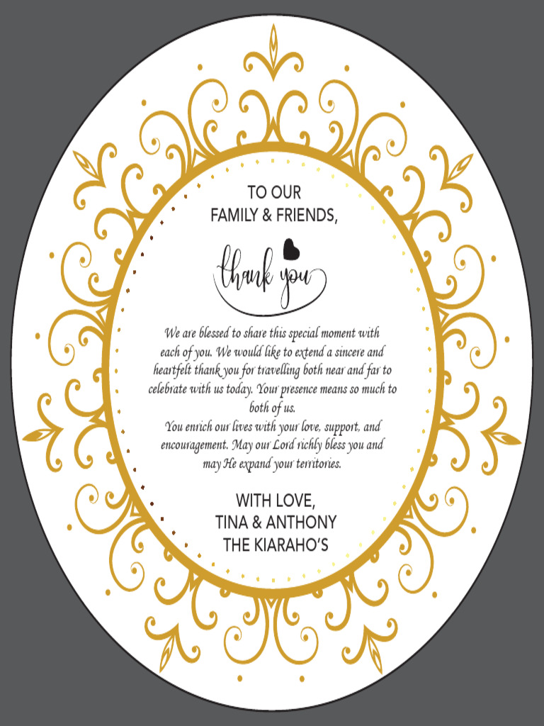 T&A Thank You Card | PDF | Cooking, Food & Wine | Lifestyle