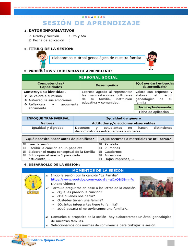 Parte 2 - Sesiones de Aprendizaje - Experiencia de Aprendizaje III - Editora Quipus Perú | PDF ...