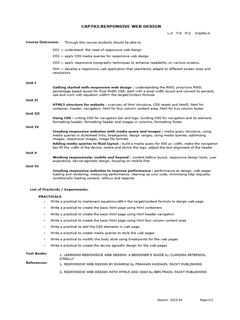 FRM Course Syllabus IPDownload | PDF | Web Design | Responsive Web Design