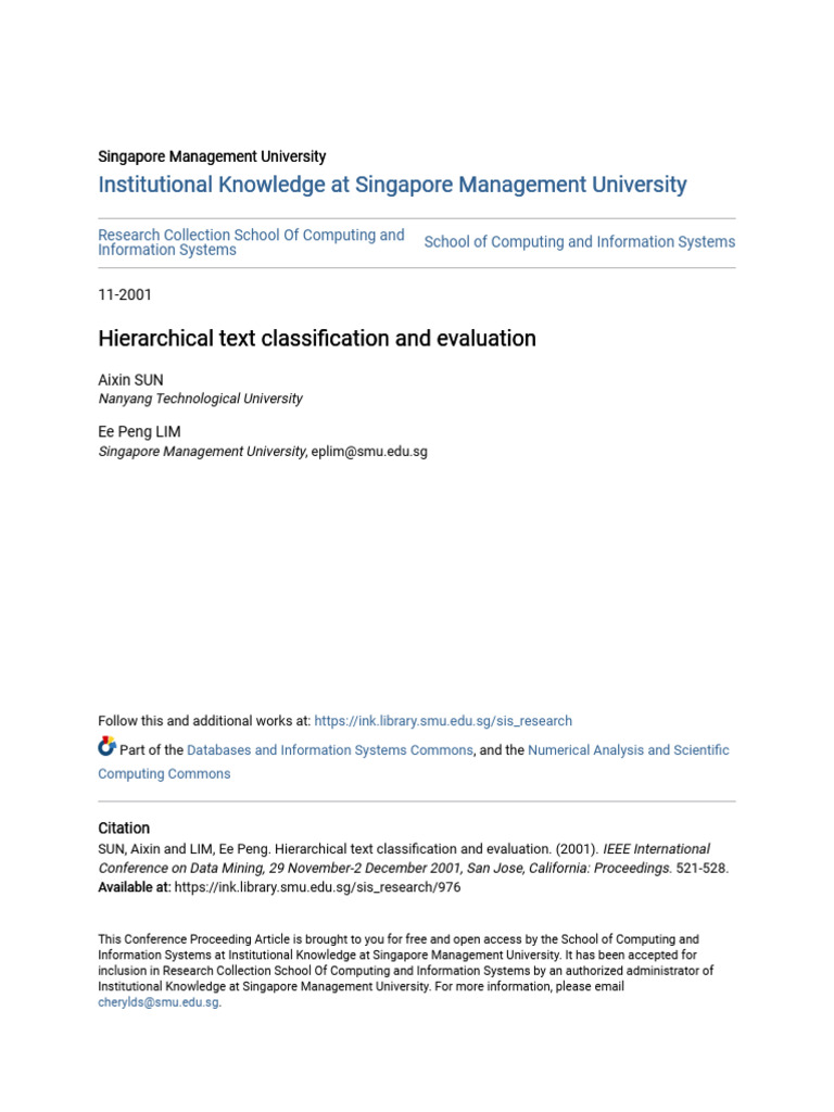 Hierarchical Text Classification and Evaluation | PDF | Accuracy And Precision | Statistical ...