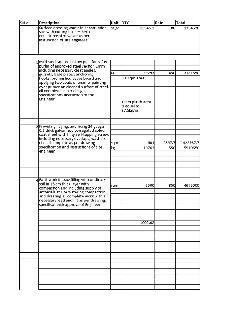 boq making(AutoRecovered) | PDF | Building Materials | Building Engineering