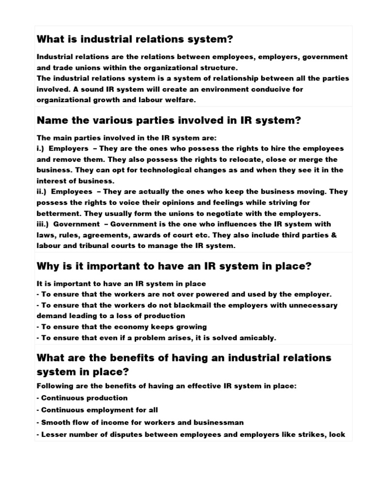 Industrial Relations System.. | PDF | Employment | Trade Union