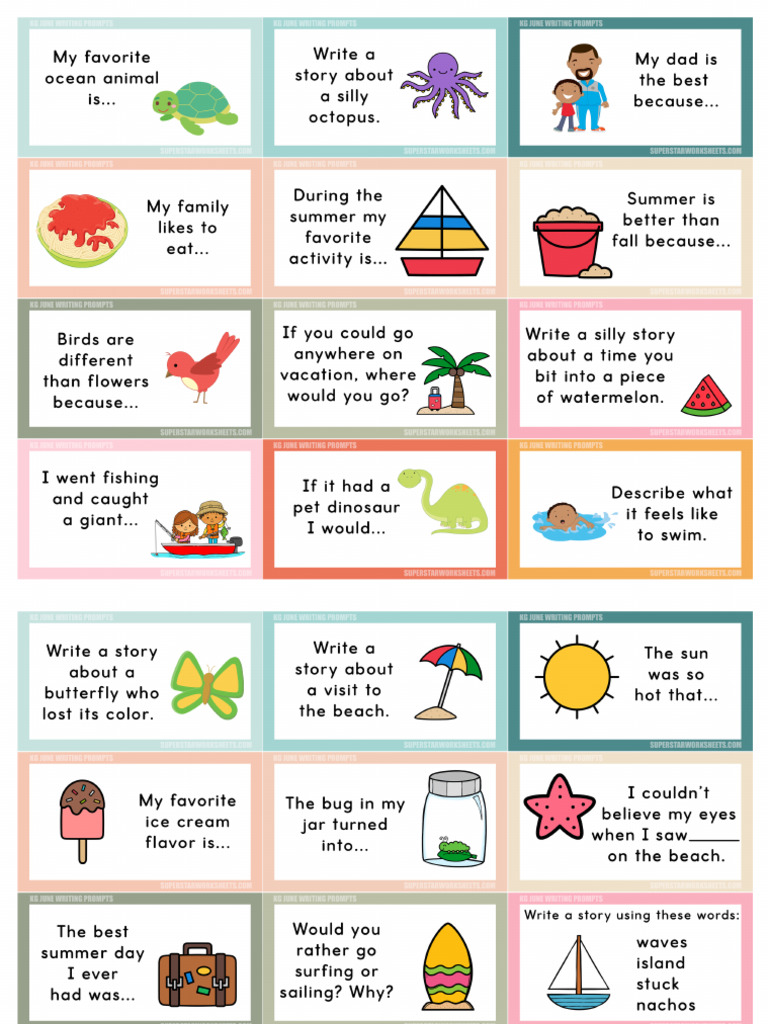 Kindergarten Writing Prompts June | PDF