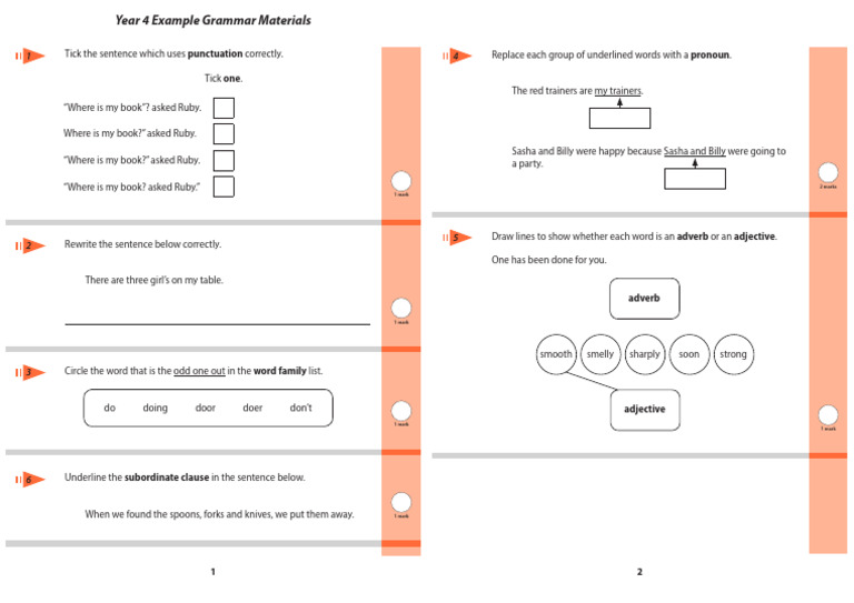 Year 4 Grammar Example Materials | PDF