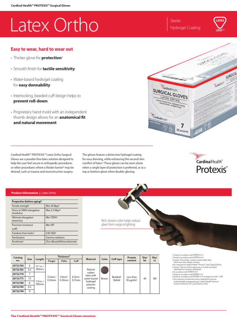 Cardinal Health Protexis Latex Ortho Sellsheet | PDF | Materials ...