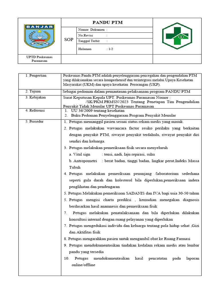 Sop Pandu PTM | PDF