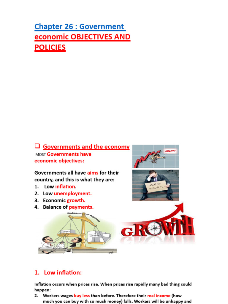 Government Economic Objectives Explained | PDF | Taxes | Unemployment