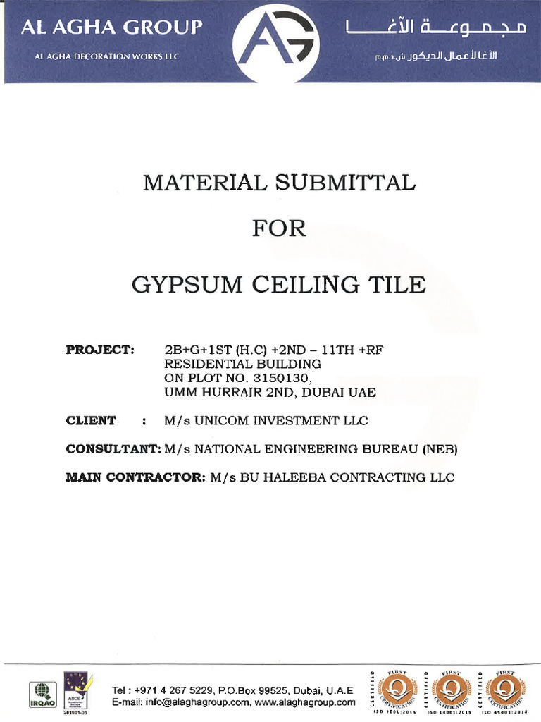 Gypsemna Gypsum Ceiling Tile Data Sheet | PDF | Drywall | Personal ...