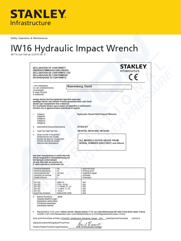 Stanley Iw16 Impact Wrench Users Manual | PDF | Personal Protective ...