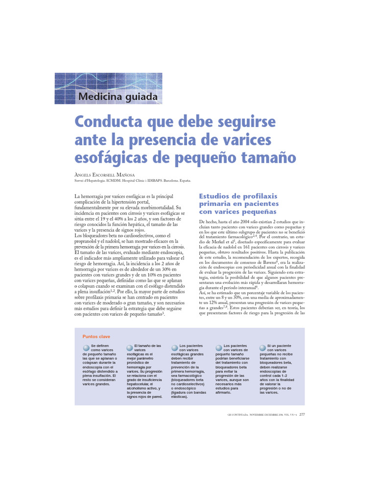 Manejo de varices esofágicas pequeñas | PDF | Cirrosis | Especialidades ...