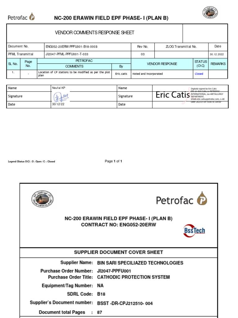 Eng052 20erw Ppfu001 B18 0003 03 A Overall Pipeline Layout Drawing For Cathodic Protection