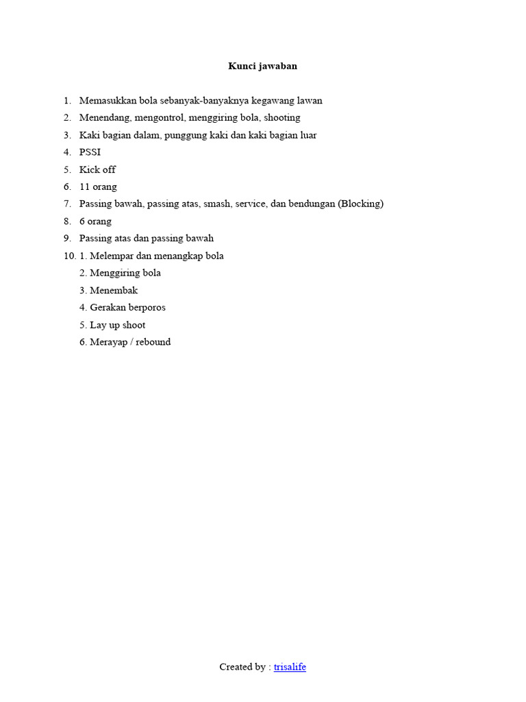 Soal PTS PJOK Kls 9 SM 1 Bentuk Essay | PDF | Olahraga & Rekreasi