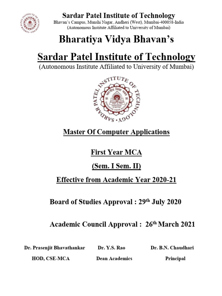 MCA Curriculum Sardar Patel Institute | PDF | Matrix (Mathematics ...