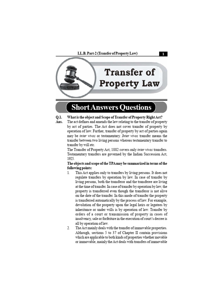 Transfer of Property Law (Act of 1882) and The Indian Easements Act ...