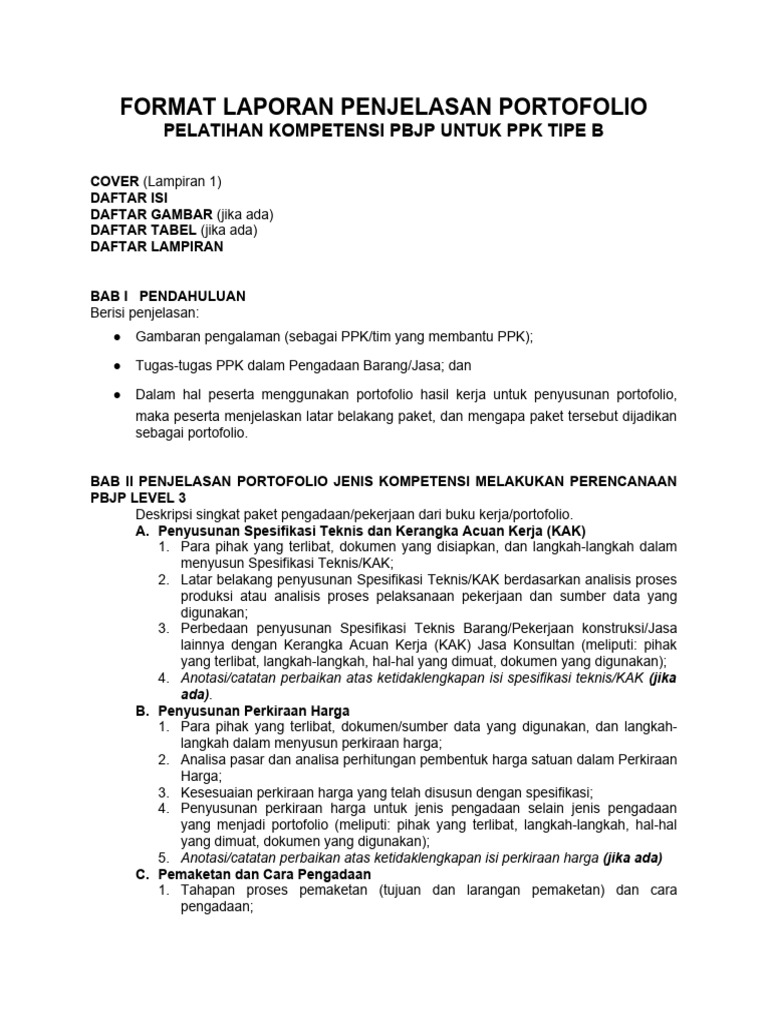 Format Laporan Portofolio PPK Tipe B 2023 - JK 1 | PDF