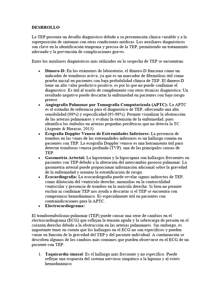 Auxiliares Diagnósticos para TEP | PDF | Electrocardiografia ...