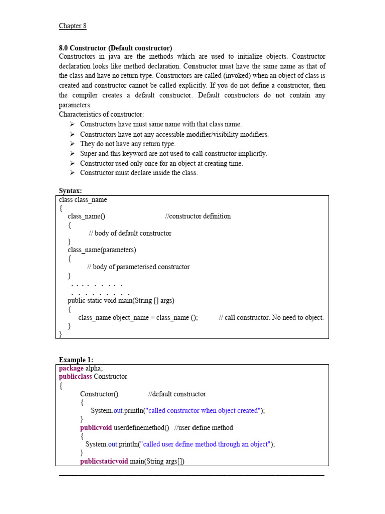 Unit 9 Constructor Pdf Programming Constructor Object Oriented Programming 