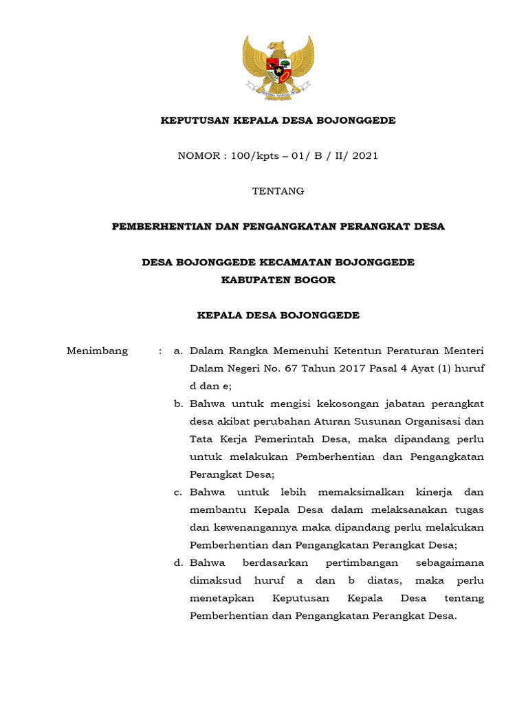 SK Pengangkatan Dan Pemberhentian | PDF