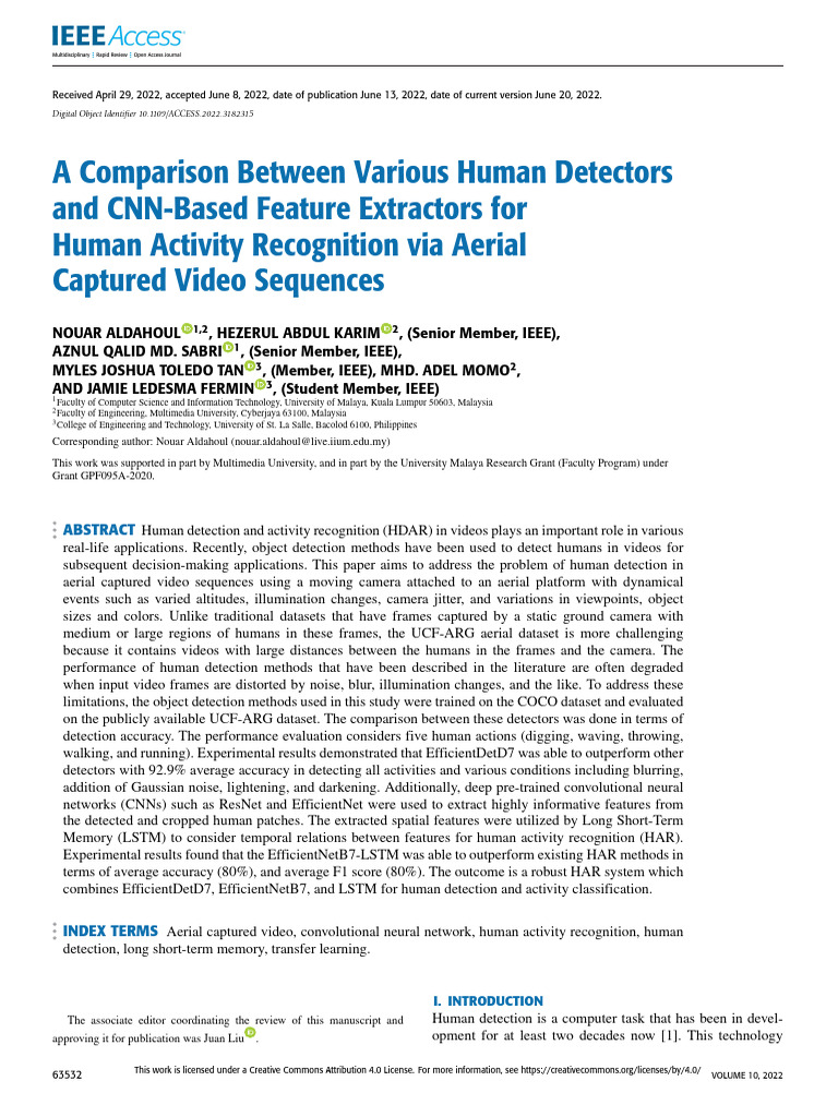 A Comparison Between Various Human Detectors and CNN-Based Feature Extractors For Human Activity ...
