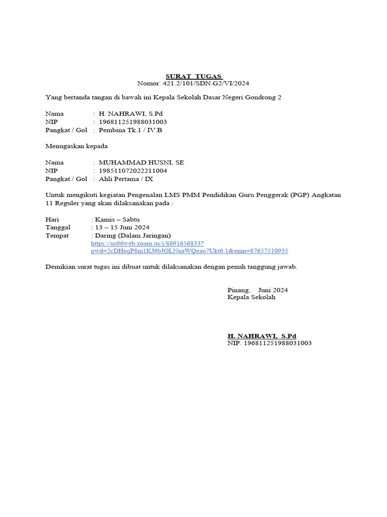 Surat Keterangan CGP | PDF