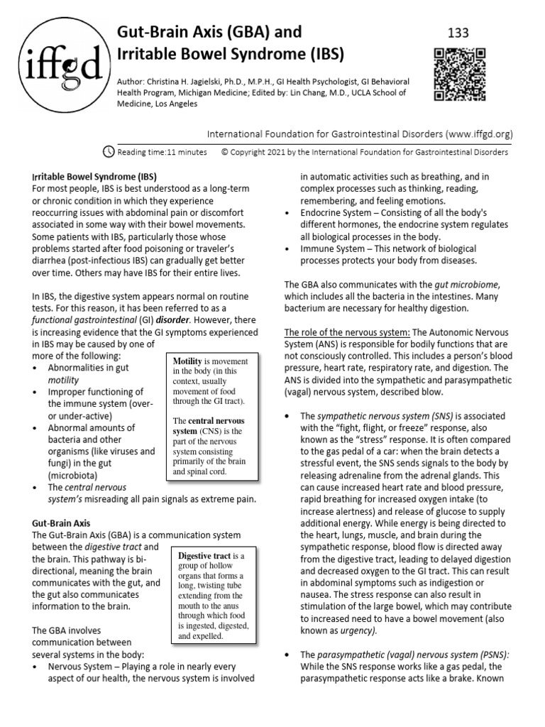Gut-Brain Axis (GBA) and Irritable Bowel Syndrome (IBS) : Functional ...