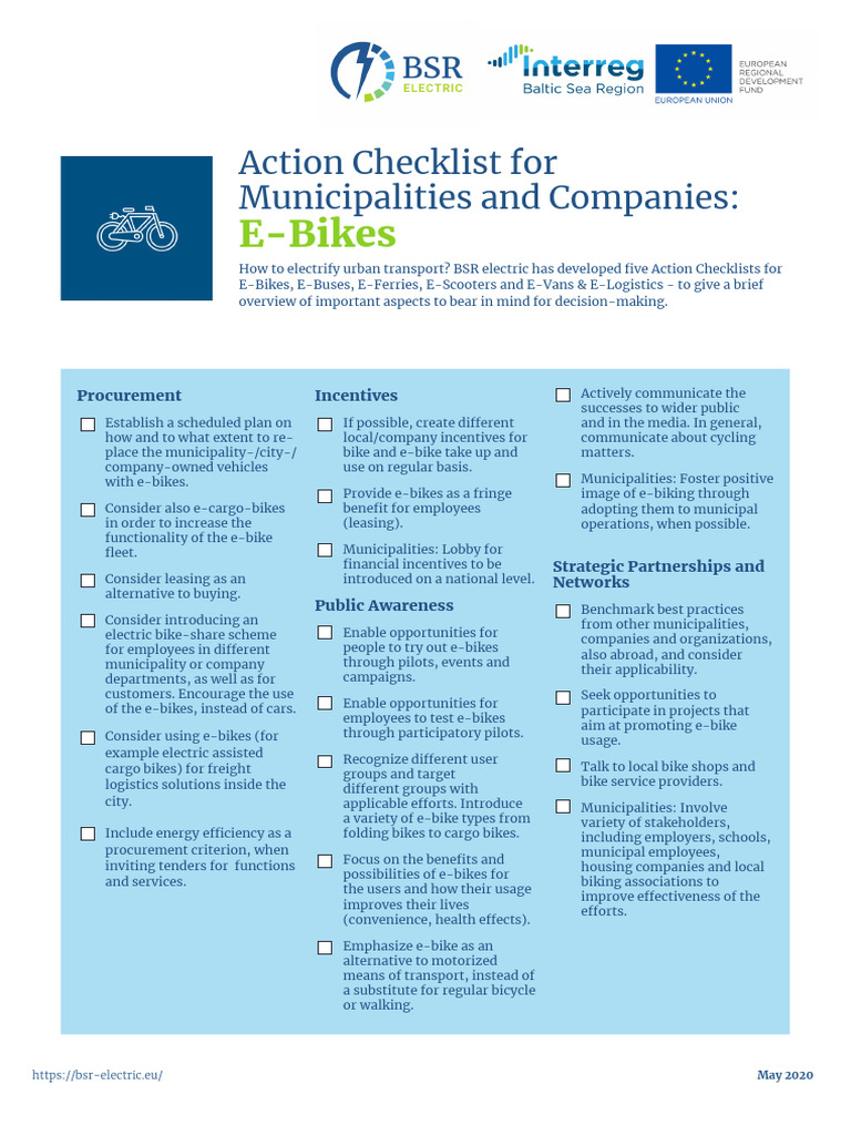 BSR Electric Checklist e Bikes - Final - June 11 2020 | PDF ...