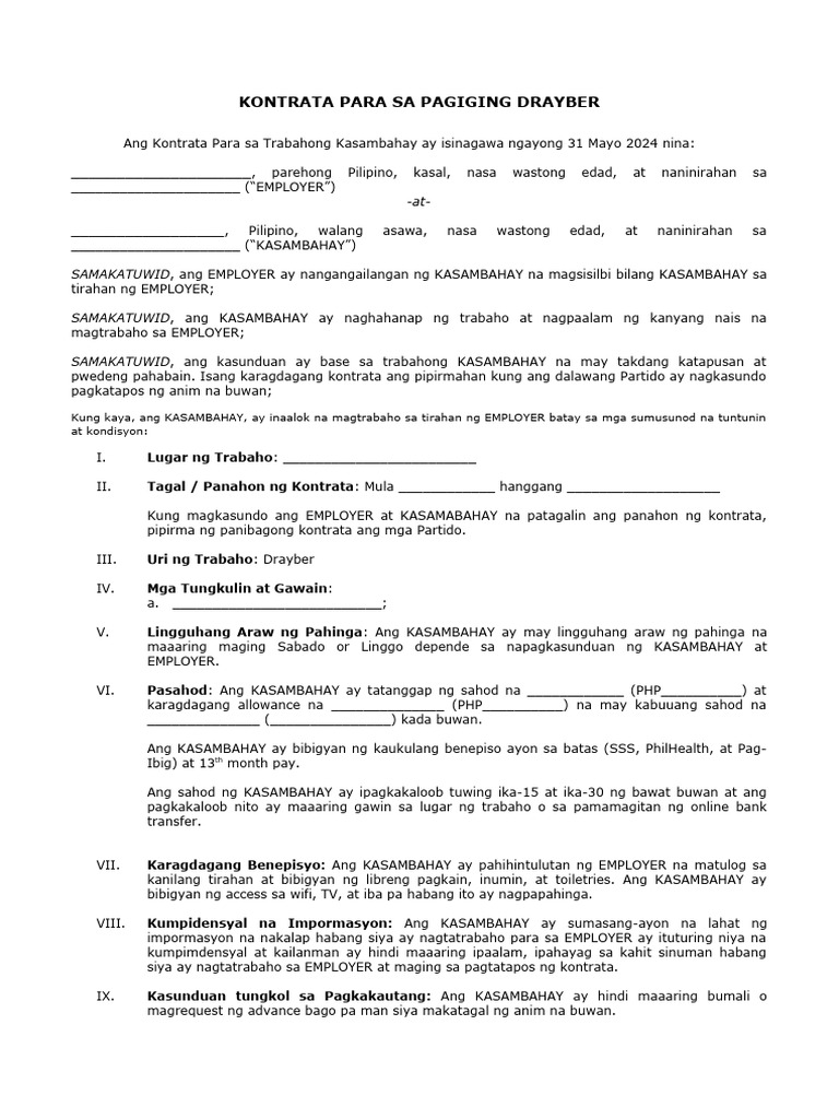 Drayber Kontrata | PDF