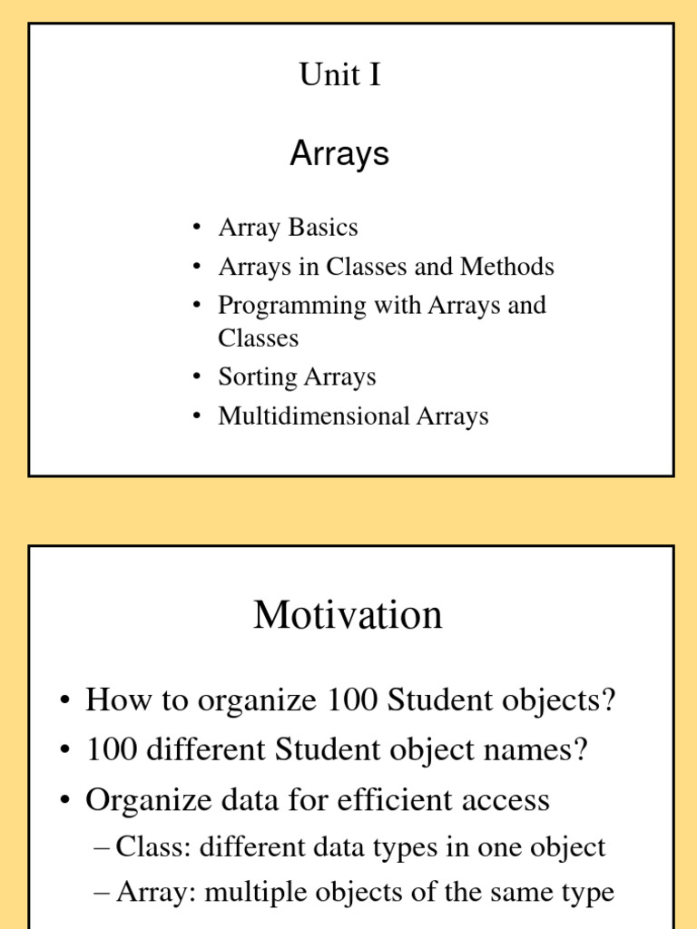 20ES3102 Java Programming Unit I Chapter 3 Arrays | PDF | Class ... 20ES3102 Java Programming Unit I Chapter 3 Arrays | PDF | Class ...