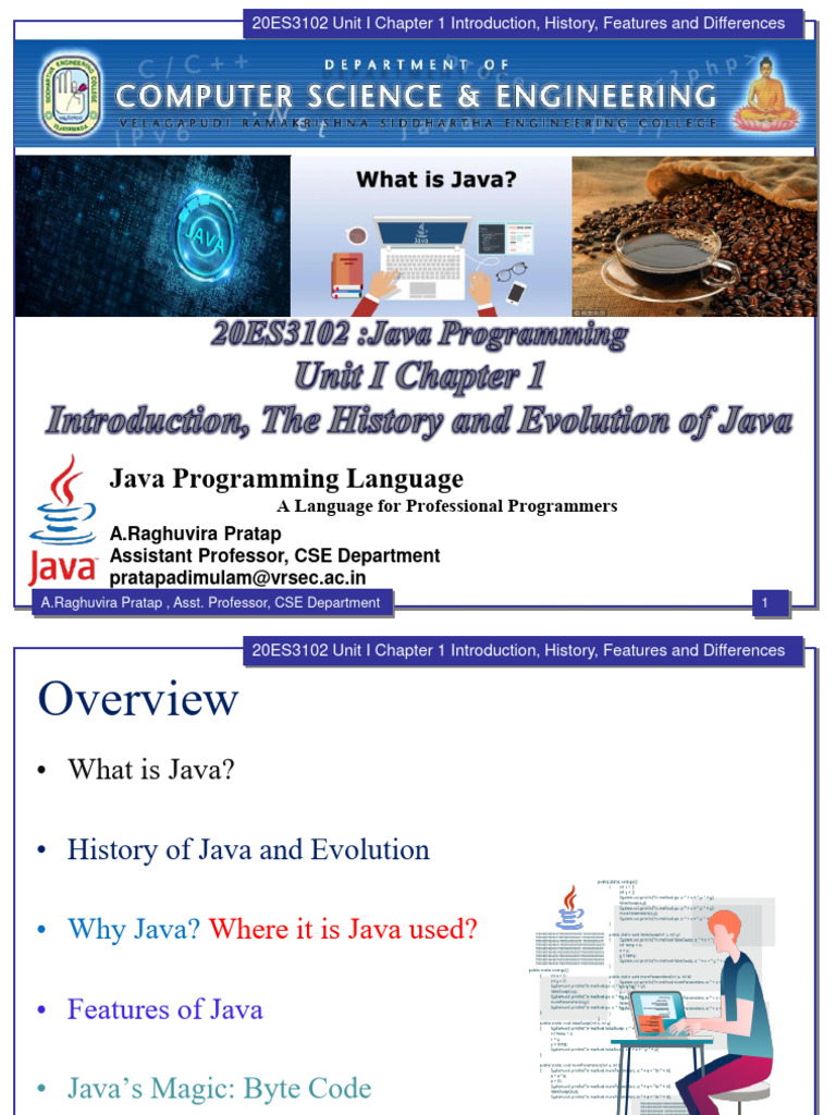 20ES3102 Java Programming Unit I Chapter 1 Introduction, History ... 20ES3102 Java Programming Unit I Chapter 1 Introduction, History ...