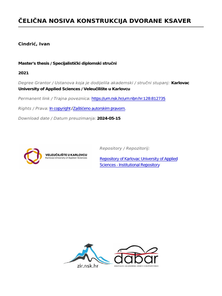 Čelična Nosiva Konstrukcija Dvorane Ksaver | PDF