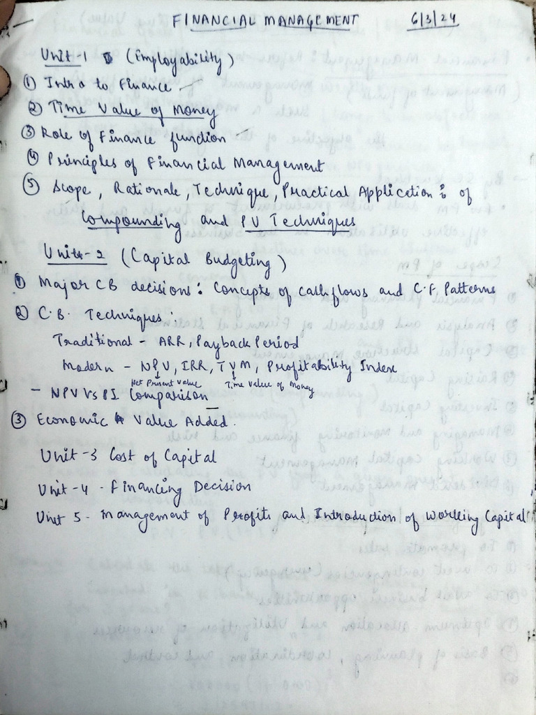 Financial Management - Notes | PDF