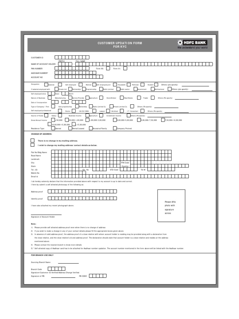 HDFC - Kyc Form (Bank Acc) | PDF | Identity Document